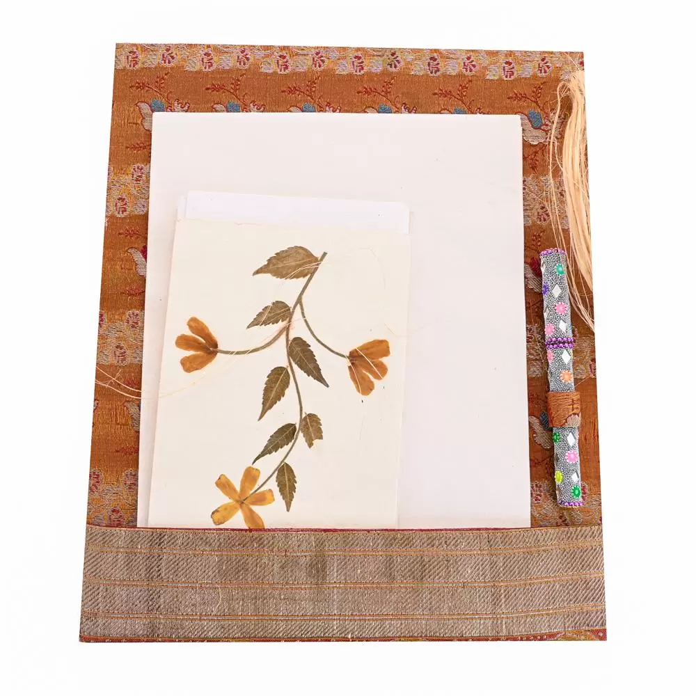 Brocade Work File Folder With 10 Leaf 10 Envelope And One Pen With Dry ...